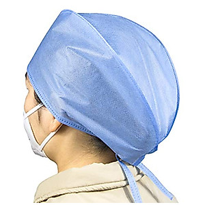 LIFESOFT Disposable Scrub Caps Working Dental Hats Tie Back Closure Blue (100)