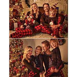 Ekouaer Family Christmas Pajamas Matching Sets Xmas Matching Pjs Holiday Home Xmas Family Sleepwear Set