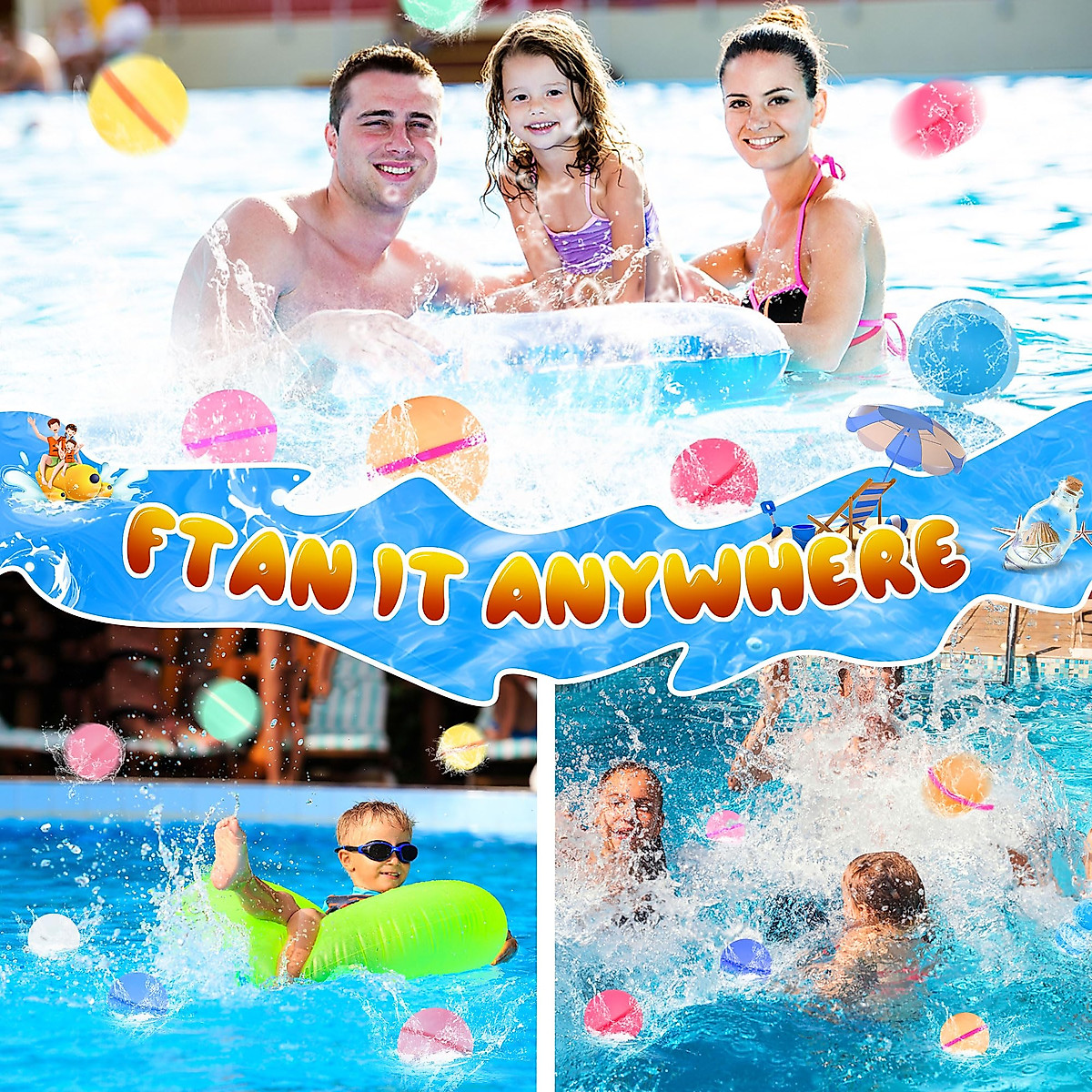 Reusable Magnetic Water Balloons,No Tying Easy Quick Fill, Summer Water Toys, Pool Toys,Refillable Water Balloons, Summer Fun Party Supplies，Bath Backyard Swimming Pool Party Supplies(12Pack)