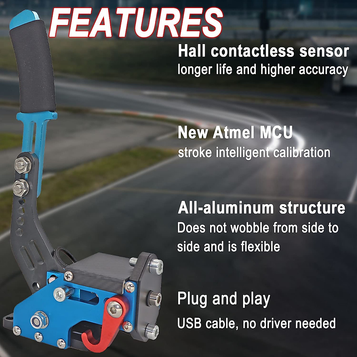 Nejoney USB Handbrake, PC Windows Gaming Peripherals for SIM Racing Games G25/G27/G29/T150/T300/T500 with Clamp (BLUE)