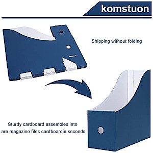 komstuon Magazine File Holder(6 Pack), Cardboard Magazine File Holder,Document Organizer,Desk File Organiser For School, Office, Home Magazine File Storage