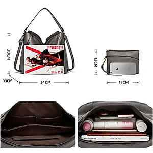 IBLUE Hobo Purses and Handbags for Women, Faux Leather Shoulder Bag Large Crossbody Bags with Tassel#1357 (Red)