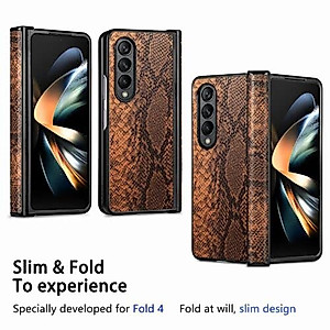 Python Skin Pattern Case for Samsung Galaxy Z Fold 3, Hinged Protection Case Compatible with Wireless Charging, Shockproof Anti-Scratch Protective Cover Case for Samsung Galaxy Z Fold 3(Red)