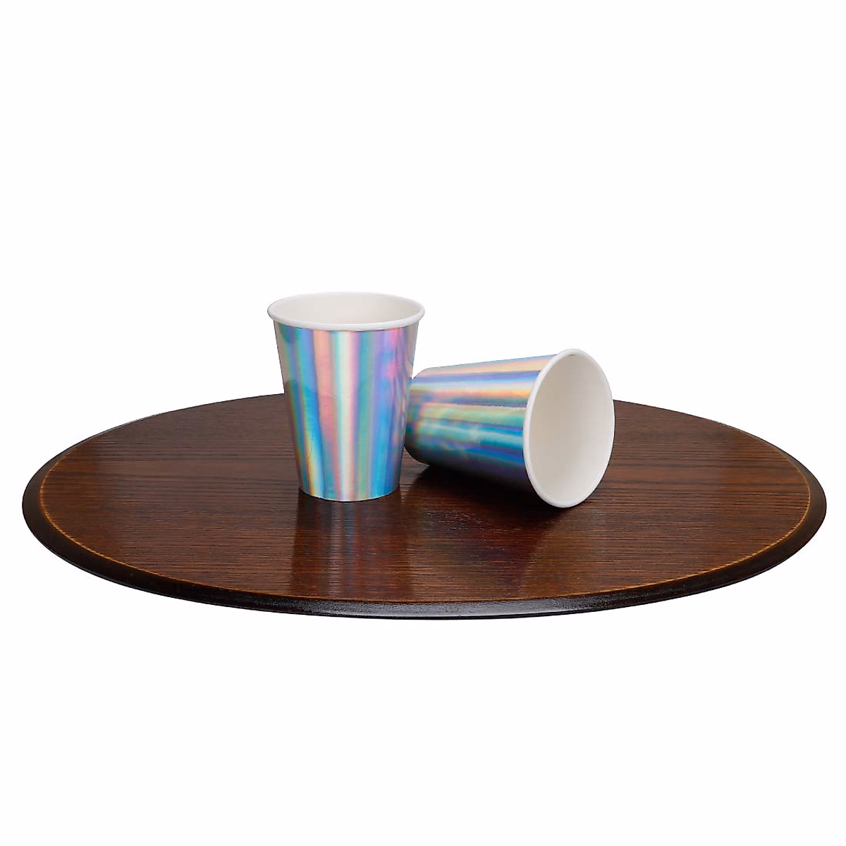 Geeklife Rainbow Silver Party Cups,Thickened Disposable Paper Cups Set,10.5 oz Double-deck Cups,Ideal for Drinks, Beverages,Water, Coffee and Tea