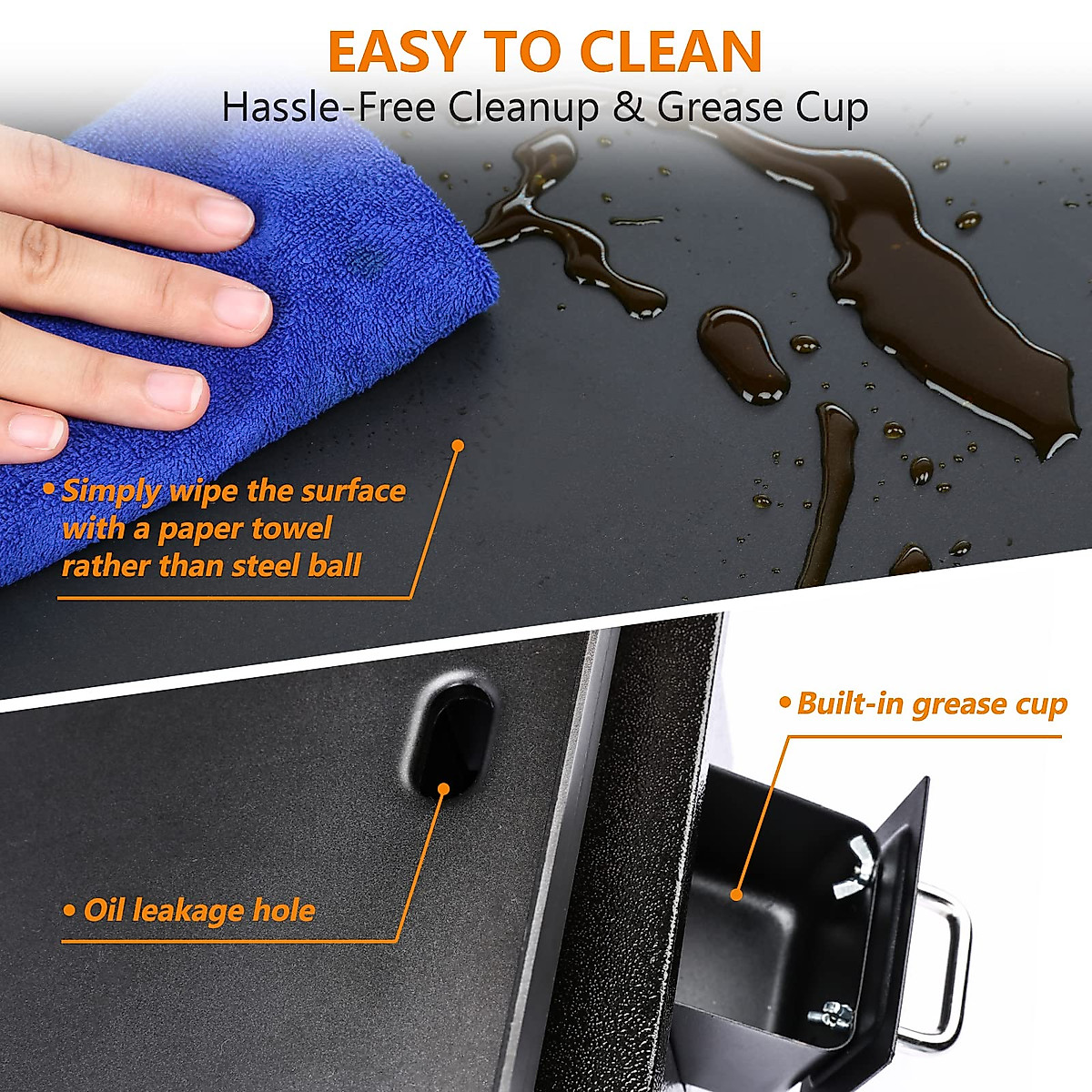 Hisencn Portable Flat Top Grill and Portable Grill Cart Folding Cart Outdoor Griddle Stand Shelf, Nonstick Camping Griddle 348 sq. in. 24000 BTUs Griddle for Tabletop Gas Grill, 22 Inch with Hood