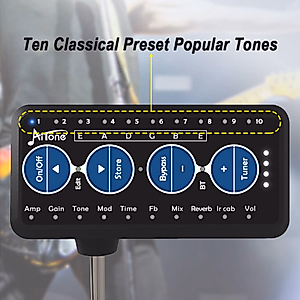 AITONE Multi Effects Guitar Headphone Amp with Tuner Classic Preamp IR Cabinets Presets Rechargeable Mini Pocket Bluetooth Practice Guitar Amplifier with USB Recording (H8)