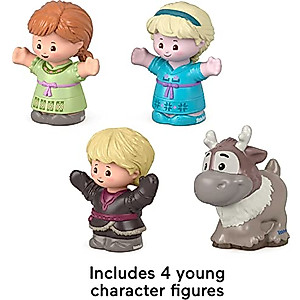 Fisher-Price Little People – Disney Frozen Young Anna and Elsa & Friends, Set of 4 Character Figures for Toddlers and Preschool Kids, Green, Brown, Blue