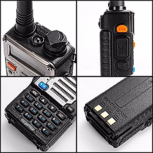 BAOFENG UV-5R+ Plus Two Way Radio, Long Range for Adults Rechargeable with Earpiece, Walkie Talkie for Outdoors, 144-148 420-450MHz, Qualette Series, Black