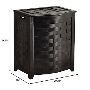 Oceanstar BHV0100MH Bowed Front Veneer Laundry Wood Hamper, Dark Mahogany Finished