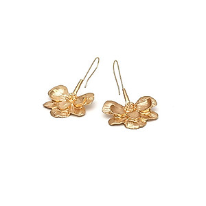 LM.aoruiz Ginkgo Leaf Earrings - 14K Gold Plated Flower Earrings for Women - Vintage Big Earrings Hypoallergenic - Irregular Shape Dangle Earrings Gift - statement Earrings