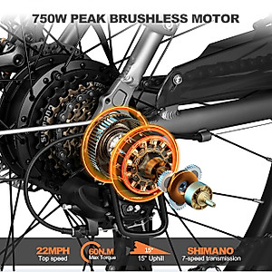 ACTBEST Core Electric Bike for Adults - Peak 1000W Brushless Motor Ebike, 468&500Wh Removable Built in Battery 26&27.5X2.1 Tire Step Over Bicycle with 7 Speed, Commute E Bikes