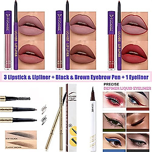 UCANBE Full Makeup Kit for Women, All In One Make Up Gift Set with 2 Eyeshadow Palette, 3 Matte Liquid Lipstick, 3 Lipliner, 3 Mascara, 3 Eye Primer, 2 Eyebrow Pen, 1 Eyeliner, 1 Eye Shadow Brush Set