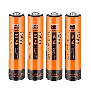 iMah 4-Pack 1.2V 750mAh Ni-MH AAA Rechargeable Battery for Panasonic Cordless Phones Also Compatible with BK40AAABU HHR-55AAABU HHR-65AAABU HHR-75AAA/B HHR-4DPA/4B BK30AAABU BT205662 and Solar Lights