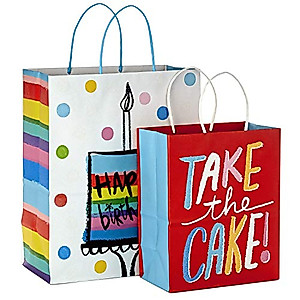 Hallmark 9" Medium and 13" Large Gift Bags Assortment (Pack of 8; 4 Large and 4 Medium) for Birthdays, Baby Showers or Any Occasion