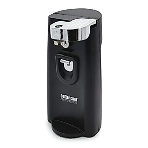 Better Chef Electric Tall Can Opener | 3-in-1 | Built in Knife Sharpener & Bottle Opener | Cord Storage | Auto-Stop (Black)