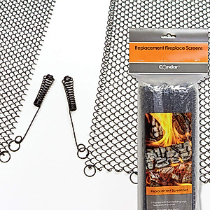 Enhance the Style of Your Fireplace with a Condar Mesh Screen. Fireplace Mesh Screen Curtain. 20" High. Includes 2 Panels, each 24" Wide.