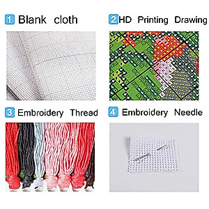 Fanxvivy Beginners Cross Stitch Kits Stamped Full Range of Embroidery Starter Kits for Beginners DIY 11CT Preprinted Cross-Stitch Kit for Adults Needlepoint Kits-Horse 15.7×22.4 inch
