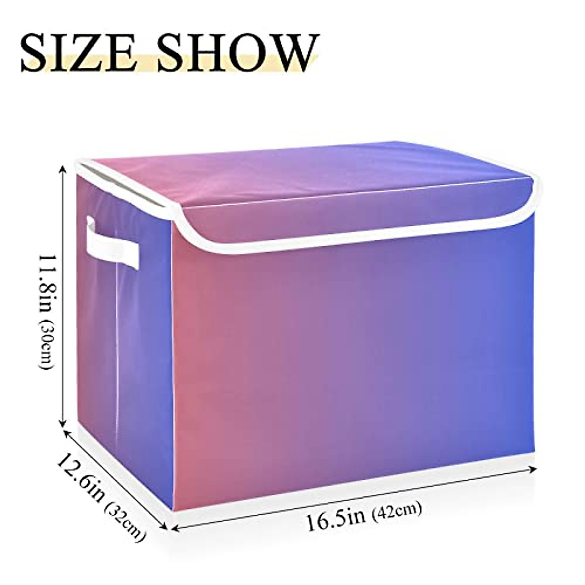 innewgogo Red Blue Gradient Storage Bins with Lids for Organizing Foldable Storage Bins with Handles Oxford Cloth Storage Cube Box for Pets Toys