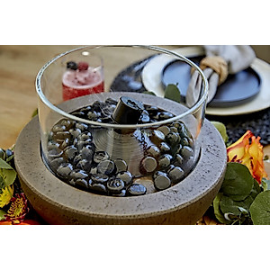 Fire Island - 10.5 Inch Outdoor Patio Tabletop Citronella Fire Bowl, Includes Fuel Canister and Protective Cover