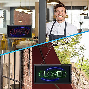 Liliful 2 Pcs Neon Open and Closed Signs for Business Set 19" x 10" LED Open Signs for Business Window Door with 2 Modes Ultra Bright Electronic Advertisement Display Bar Shop Hotel Barbershop