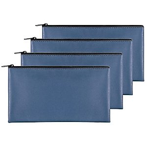 4 Pieces Money Bags With Zipper , 11x6.1 inch Money Pouch, Bank Bag, Cash Bag , Check Wallet, Cosmetics(navy)