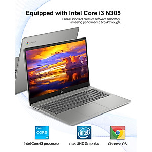 hp 2023 Newest Chromebook Laptop for Student & Business, 15.6" FHD IPS Display, 8GB LPDDR5 RAM, 128GB UFS, 8-Core Intel i3 N305, Intel UHD Graphics, Fast Charge, Long Battery Life, WiFi, Chrome OS