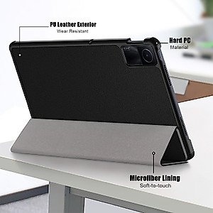 Xuanbeier Case for Xiaomi Redmi Pad SE 11 inch,Slim Stand Hard Back Shell Protective Smart Cover for Redmi Pad SE 11 2023 Case with Auto Wake/Sleep Function,Black