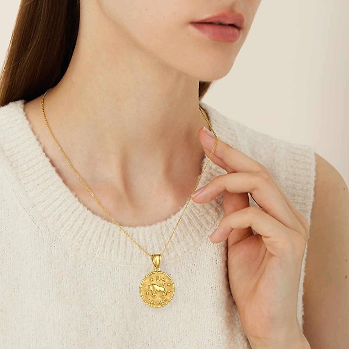 GOLDCHIC JEWELRY Women's Taurus Necklaces, 12 Constellation Gold Tau Pendant Necklace Star Sign Jewellery Gifts