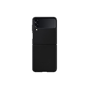 SAMSUNG Galaxy Z Flip 3 Phone Case, Leather Protective Cover, Heavy Duty, Shockproof Smartphone Protector, US Version, Black,EF-VF711LBEGUS