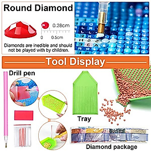 PALODIO 5D DIY Diamond Art Kits for Adults Mouse, Diamond Painting Cartoon, Paint by Numbers Full Round Drill Cross Stitch Crystal Rhinestone Home Wall Decoration 12x16 inch-4