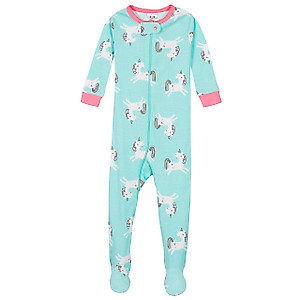 Gerber Baby Girls' 4-Pack Footed Pajamas, Unicorns Cats Pink, 12 Months