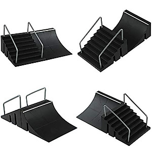 Skate Park Kit, ideallife Skate Park Kit Ramp Parts for Finger Skateboard Fingerboard Ramp Skate Park Kit Part Training Props with 2 Finger Skateboard (2PCS)