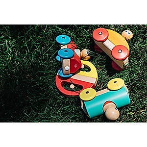 3 Piece Tegu Magnetic Racer Building Block Set, Orange