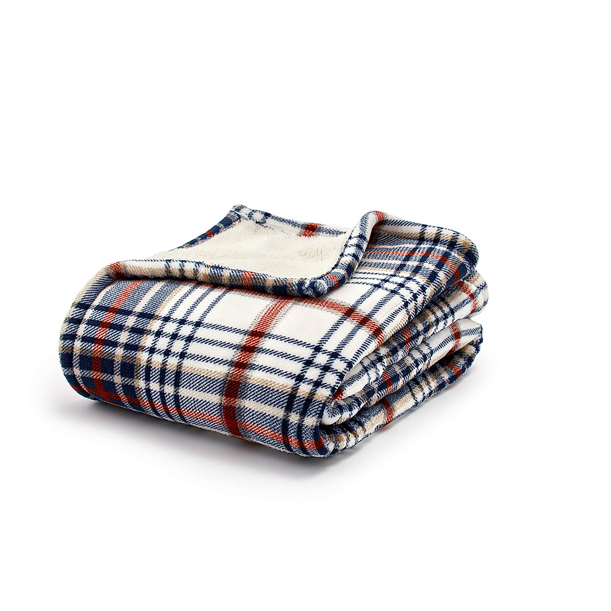 Eddie Bauer | Smart Heated Electric Throw Blanket - Reversible Sherpa - Wi-Fi Enabled - Compatible with Alexa, Google, iOS, Android - Plaid Blue