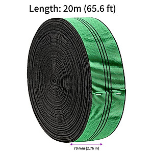 JEUIHAU 2.7 Inches x 65.6 Feet Sofa Elastic Webbing, Black Elastic Webbing Band, DIY Upholstery, Repair and Modification, Stretchy Spring Alternative, Sofa, Couch, Chair Webbing