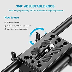 SmallRig Camera Tripod Mounting Baseplate w/15mm Rod Clamp Rail Block for Tripod/Shoulder Support System - 1798