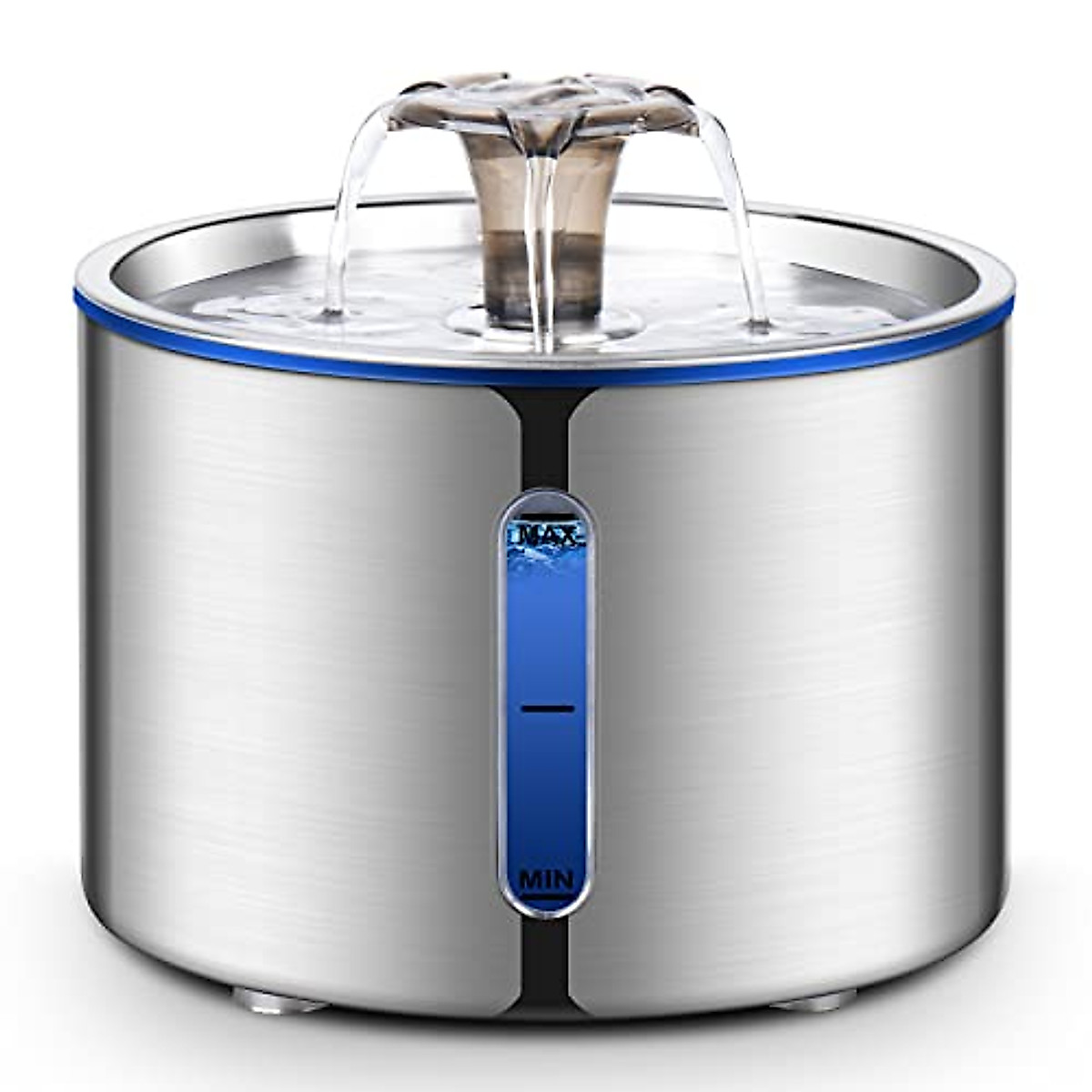 Cat Water Fountain, BOORCA 84oz/2.5L Stainless Steel Pet Water Fountain, Automatic Dog Water Dispenser with Water Level Window, Ultra-Quiet Pump and 2 Replacement Filters for Cats, Dogs, Multiple Pets