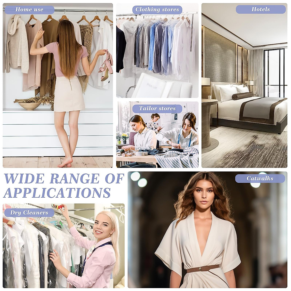 Amaxiu Garment Bags for Hanging Clothes, 35.4" x 23.6" Dust-Proof Clothes Covers 20pcs Clear Plastic Garments Dry Cleaner Bags for Closet Home or Travel Storage Gowns Coats Jacket Suits Dress