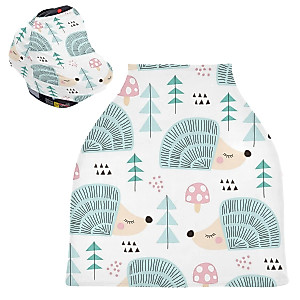 Nursing Cover Breastfeeding Soft Carseat Canopy Cute Hedgehog Multi Use for Baby Car Seat Covers Canopy Shopping Cart Cover Scarf Light Blanket Stroller Cover