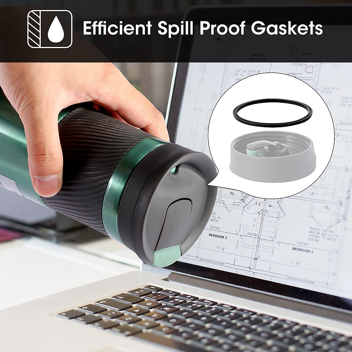 AIEVE Replacement Gasket Compatible with Contigo Snapseal Byron Travel Mug 16oz & 20oz, Silicone Lid Seal Replacement for Contigo Snapseal(4 Pack)