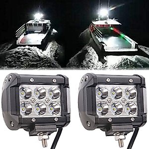 Shangyuan Pontoon Boat Docking Headlights, Marine Led Lights for Kayak Bass Jon Fishing Boat Spreader Light, T-top, Deck, Driving, Stern/Navigation Lights, 2pcs