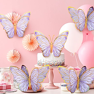 Geyee 10 Pcs Large Butterfly Centerpieces for Tables Butterfly Party Decorations 3D Paper Butterfly Table Toppers Centerpieces Wall Decor for Birthday Baby Shower Wedding Party Supplies(Purple)