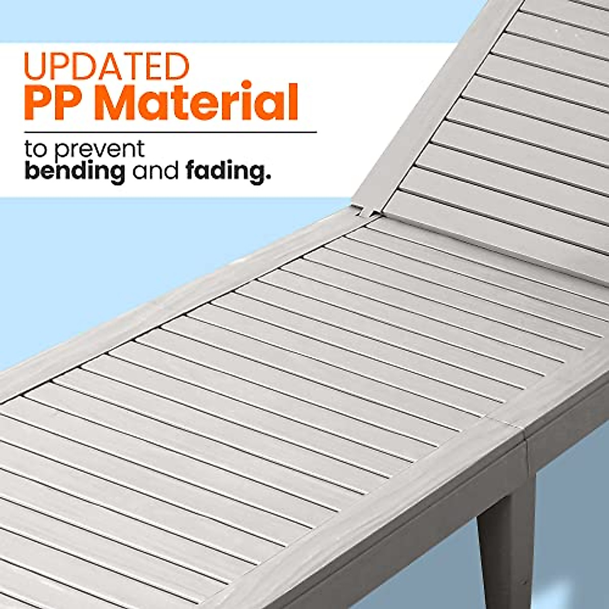 SereneLifeHome Adjustable Outdoor Patio Chaise Lounge - Marine Grade Water Resistant Durable Reclining Lounger, Fire Pit with 5-Position Multi-Level Backrest Adjustment, SLLOUNG70