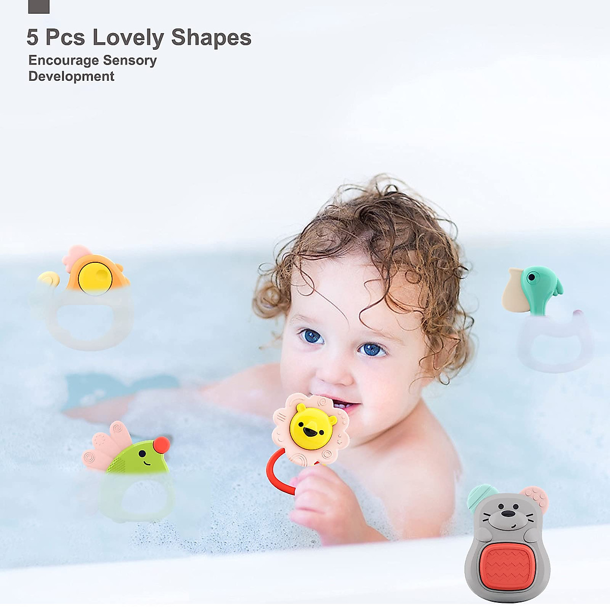 Yiosion Baby Rattle Sets Teether Rattles Toys Babies Grab Shaker and Spin Teething Rattle Toy Early Educational Toys Gifts Set for 3, 6, 9, 12 Month Newborn Baby Infant