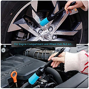 Ultra- Soft Car Detailing Brush Set, Auto Detail Brush Kit for Elegant Surfaces, Interior Exterior No Scratch for Cleaning Air Vent Engine Bay Emblems Dashboard Seat Wheel, Engine, Wheel Nut…