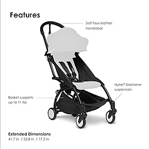 Babyzen YOYO2 Stroller Frame, Black - Includes 5-Point Harness, Multi-Position Reclining Backrest, Canopy Extensions, Padded Shoulder Strap & Protective Storage Bag