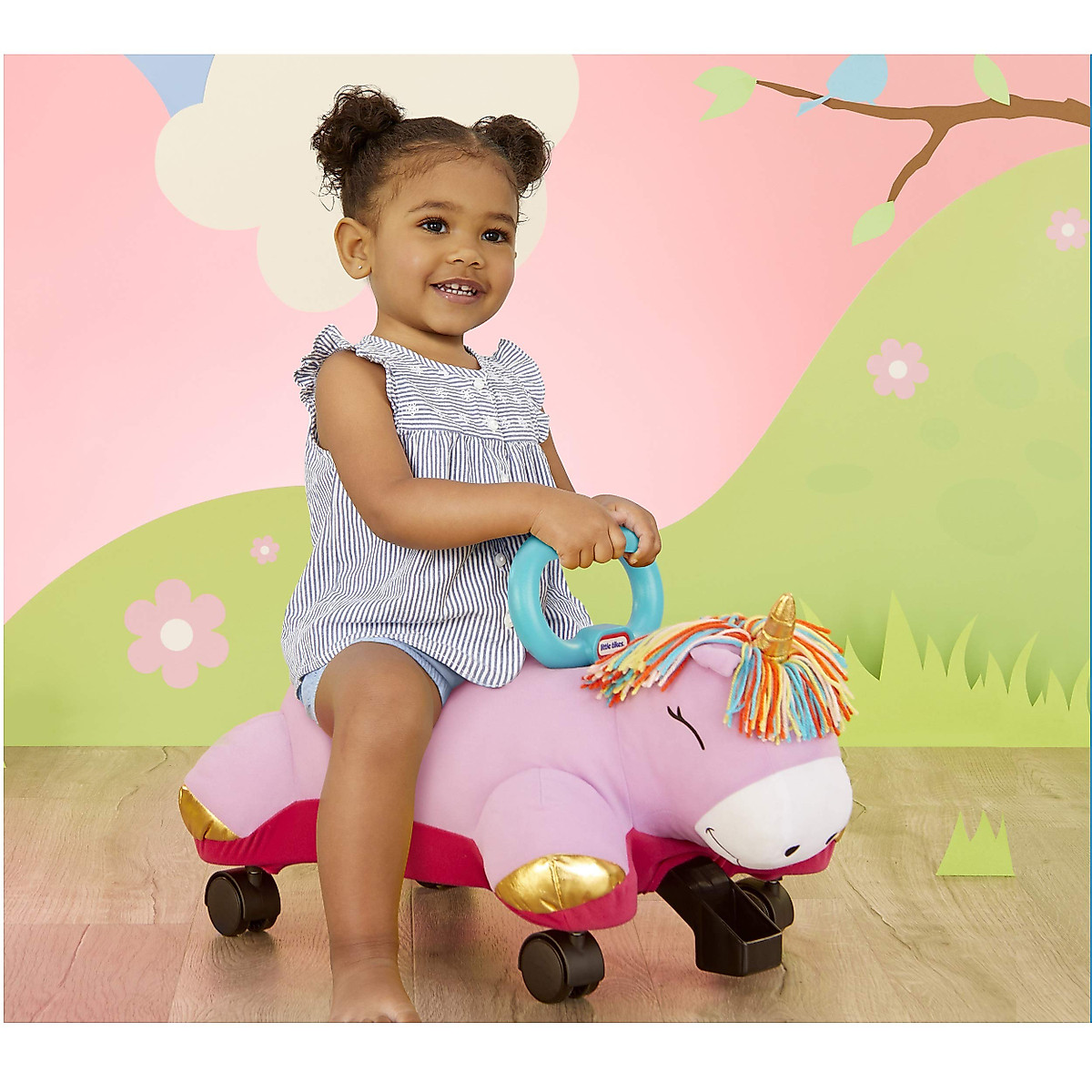 Little Tikes Unicorn Pillow Racer, Soft Plush Ride-On Toy for Kids Ages 1.5 Years and Up, Large, Pink