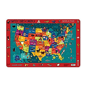 Crocodile Creek 2828-7 USA 2-Sided Placemat, Red/Teal/Blue/Yellow/Orange