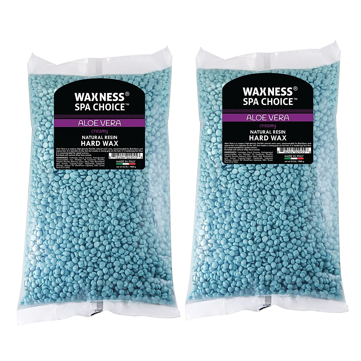 Waxness Spa Choice Aloe Vera Hard Wax Beads 2.2 lb / 1 kg Pack of 2
