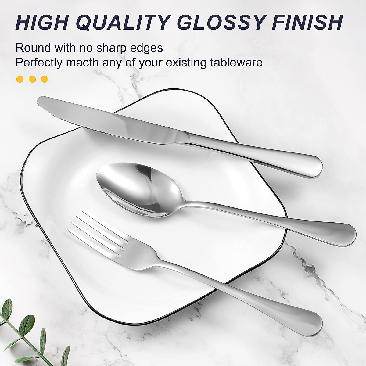 Premium stainless steel cutlery set, including sturdy fork, knife and dessert spoon with a portable travel cutlery storage bag - perfect for parties and picnics - Flatware Cutlery Set